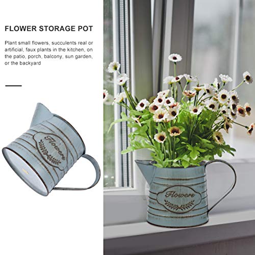 DOITOOL Metal Buckets Flower Pot Galvanized Tinplate Tin Pails Planter Pot Garden Container Vintage Bonsai Pot Pitcher Holder Farmhouse vase for Home Garden Dried Fresh Flower