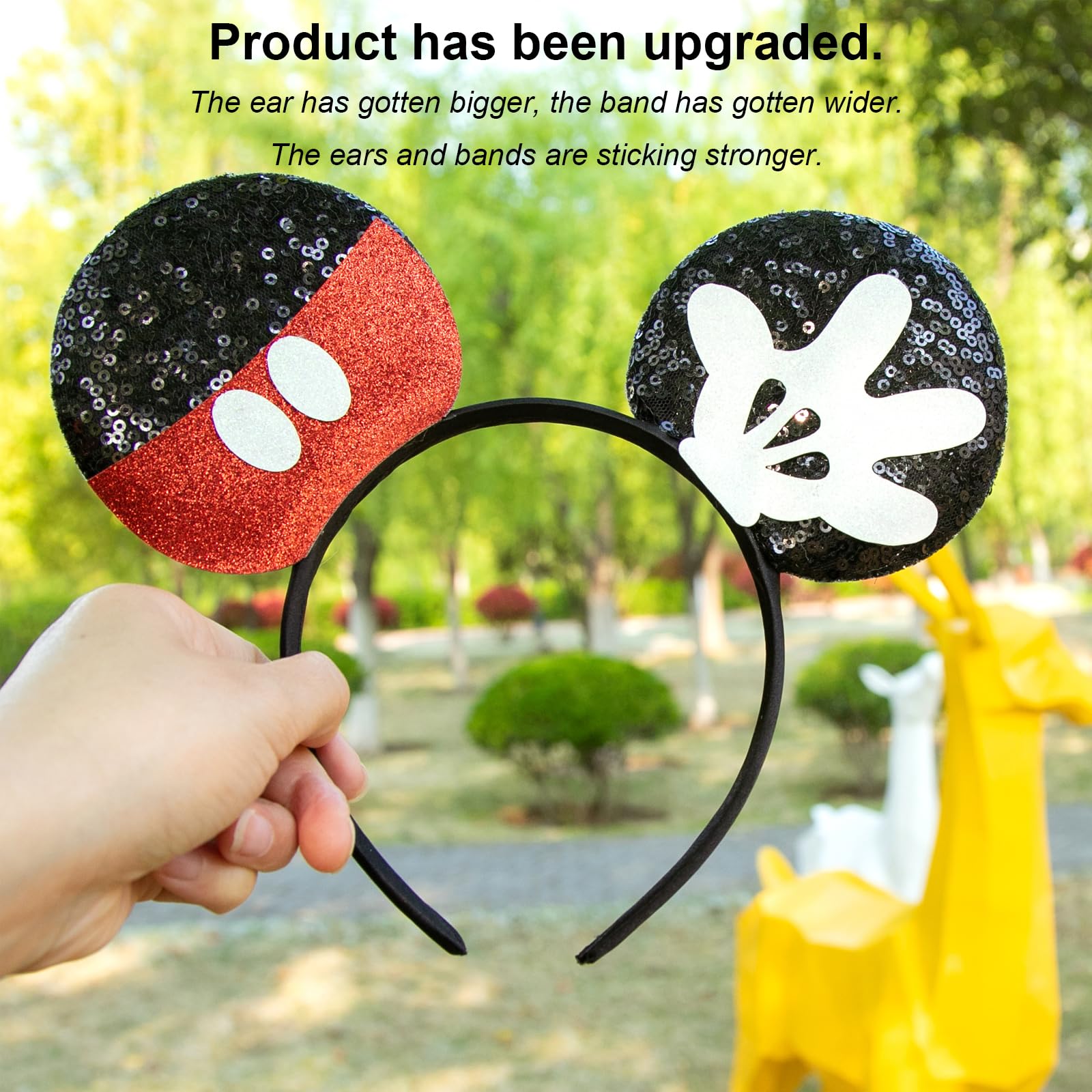 CHuangQi Mouse Ears Headband, Double-sided Sequins, Glitter Hair Band for Birthday Party, Holiday Dresses & Cosplay For Unisex Children