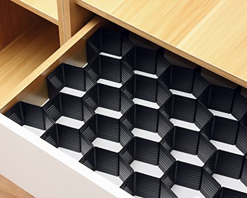 Natzerat Honeycomb Drawer Divider Suitable for bedroom underwear Socks Cosmetic storage locker sorting 8-piece drawer organizer (Black)
