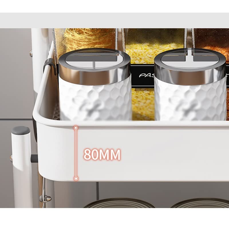 LOUYK Metal 3 Tier Folding Trolley Wheeled Kitchen Storage Shelf Trolley (Color : B, Size : 78cm*45cm)