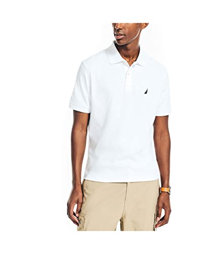 Nautica Men's Classic Fit Interlock Polo, Bright White, X-Large