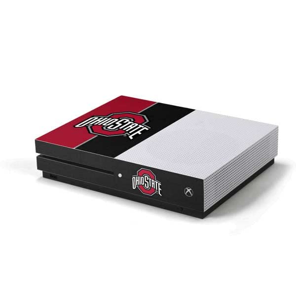 Skinit Decal Gaming Skin Compatible with Xbox One S Console - Officially Licensed Ohio State University OSU Ohio State Buckeyes Split Design