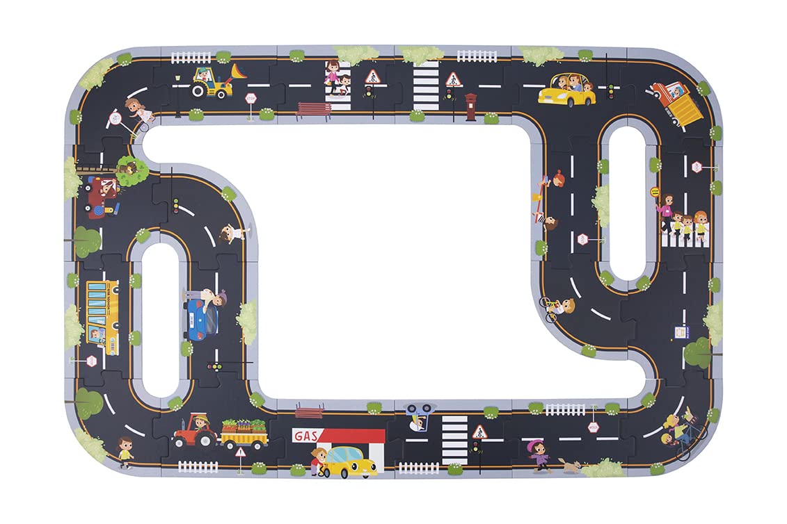 TOOKYLAND City Roads Floor Puzzle - 21pcs - Interactive Street Jigsaw Puzzle, for Kids Ages 3+