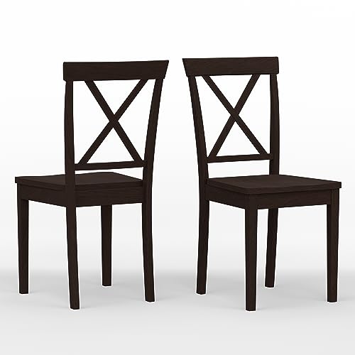 Glenwillow Home 5-PC - Oval Butterfly Leaf Dining Table + X-Back Dining Chairs Dining Set in Dark Walnut