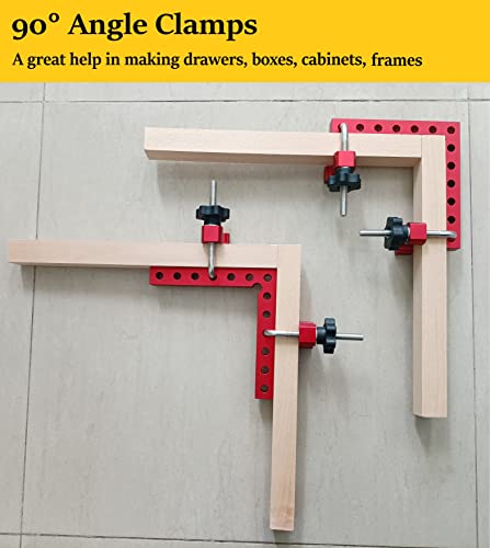 Domybear 90 Degree Positioning Squares Right Angle Clamps for Woodworking Aluminium Corner Clamp Carpenter Clamping Tool for Picture Frame Box Cabinets Drawers 4 Pack 5.5"*5.5"