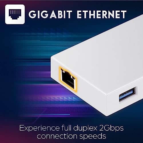 TRENDnet 3-Port USB 3.0 Hub, TU3-ETGH3, Compact USB to Ethernet Adapter, 3 x USB 3.0 Ports, 1 x RJ-45 Gigabit Ethernet Port, Supports XP, Vista, Windows, Mac OS 10.6-10.9, Nintendo Switch, White
