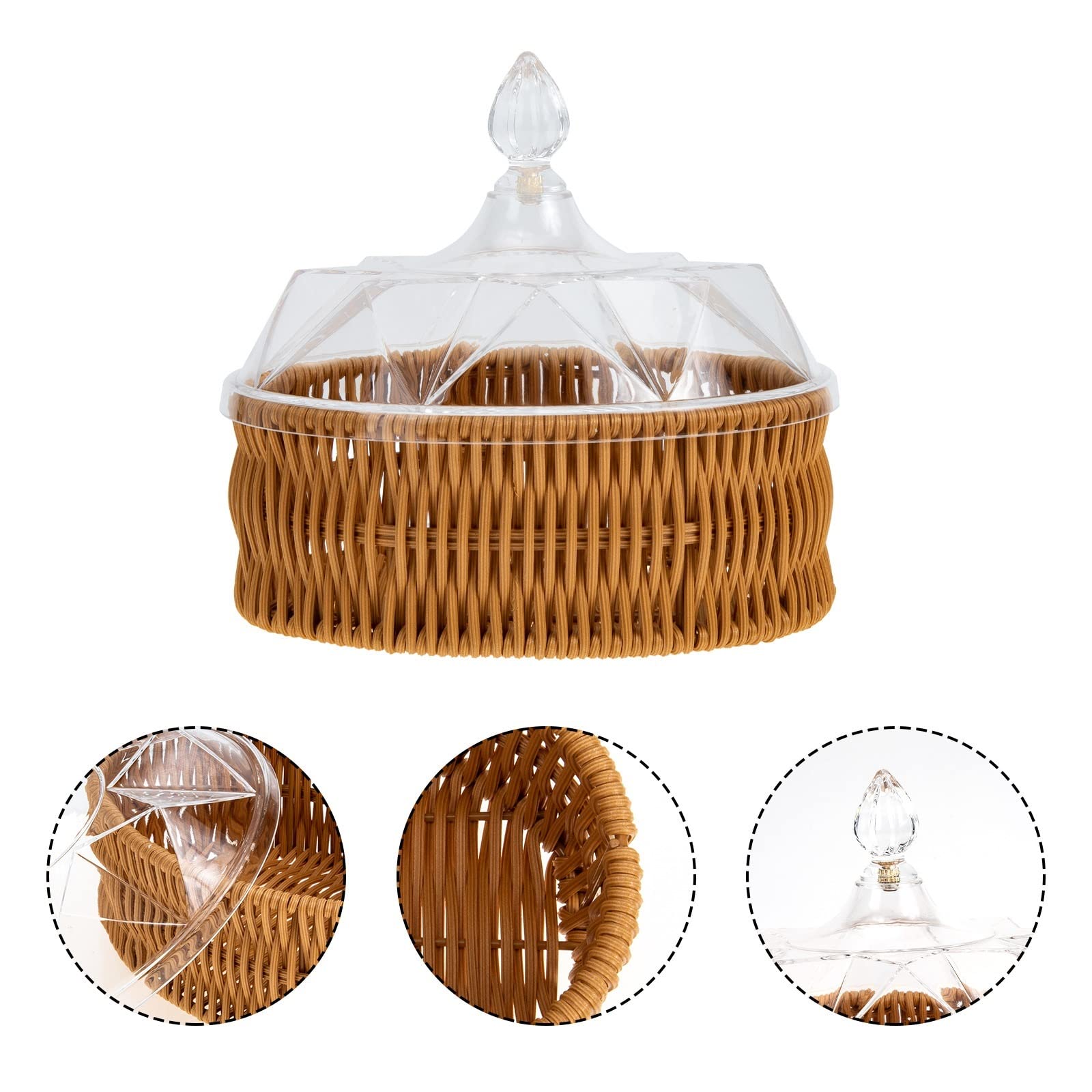 DEPILA Multifunctional ,Egg Basket Basket Fruit Wicker Bread Tray Storage Serving Woven Rattan Snack Food Holder Bowl Vegetable Egg Candy Plate Picnic Baskets Tray (Size : 13.6x13.6)