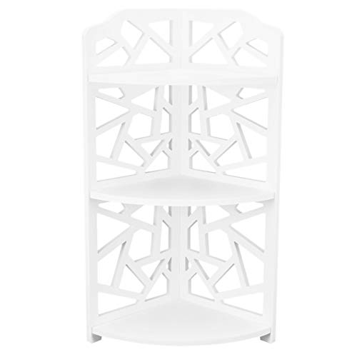 Liyeehao 3 Tier Corner Shelf, PVC Foam Board Small Corner Shelves Large Storage Area Plant Standing Rack, Storage Rack for Small Spaces Bathroom Bedroom Kitchen Garage