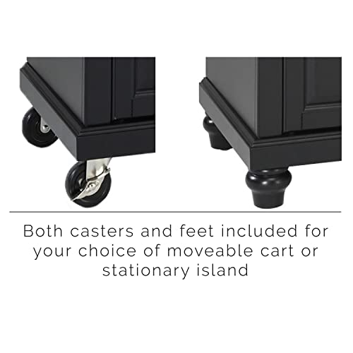HomeStock French Fabulous Stone Top Portable Kitchen Island/Cart Black/White