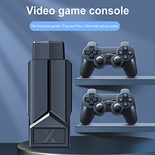 Nostalgia Stick Video Game, Wireless Retro Game Console, Plug and Play Game Console Game Stick Support 4k 10000 Games, HDMI Output, Dual 2.4G Wireless Controllers (D90 64g (15000+ Games))