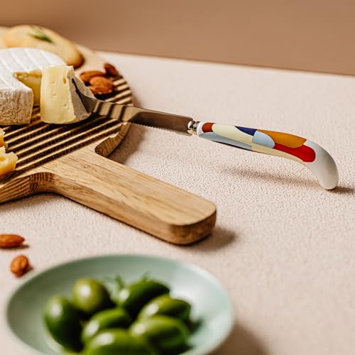 Dr.HOWS Victoria Cheese Knife Cutters for Block, Cheese Knife That Cuts All Cheese Types,Modern Designed, Clour Handles, Stainless Silverware Tableware