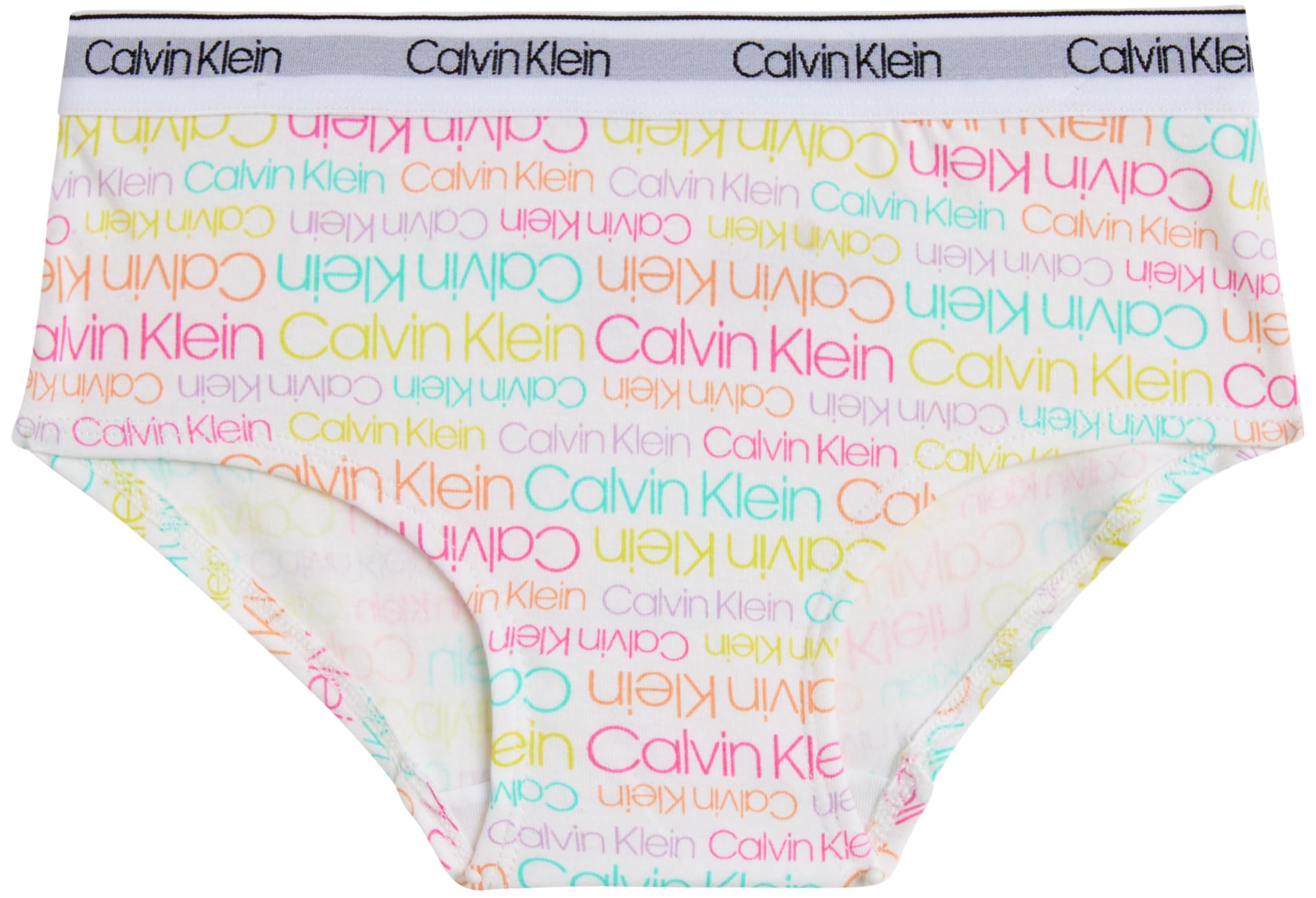 Calvin Klein Girls' Underwear - 6 Pack Stretch Cotton Hipster Briefs (S-XL), Size Large, Calvin Logo/Sachet Pink/Heather Grey