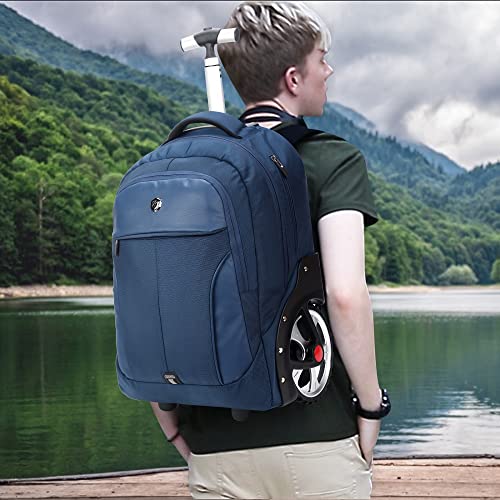 Glodiar AOKING 18/20 Inch Big Wheeled Water Resistant Travel Business Rolling Wheeled Backpack with Laptop (20 inch, Blue)