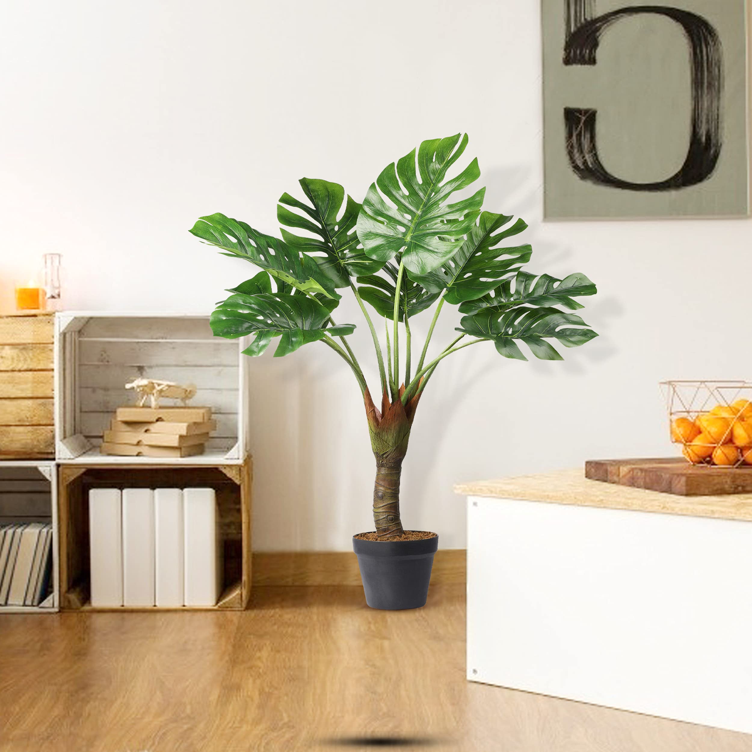 URtree 35'' Large Fake Plants Artificial Tree Monstera Plant Indoor for Home Office Garden Farmhouse Plants Decor