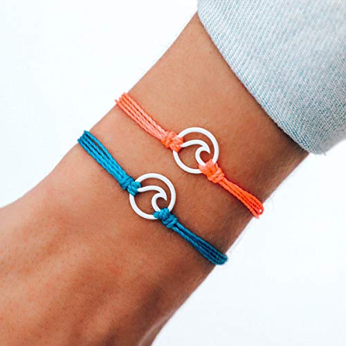 Pura Vida Aqua Enamel Wave Bracelet - Waterproof, Adjustable Band - Light Pink