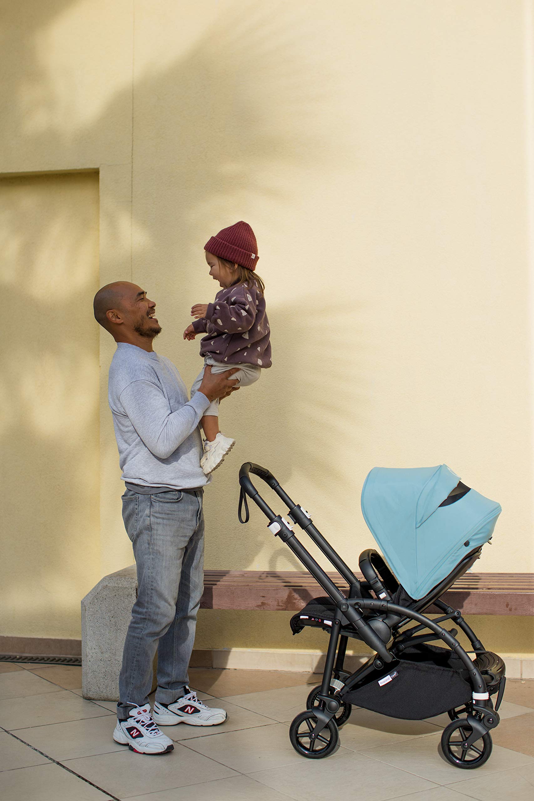 Bugaboo Bee 6 Extendable Sun Canopy with UPF Sun Protection and Peekaboo Mesh Panel, Compatible with Bee 3 and Bee 5 Models - Vapor Blue