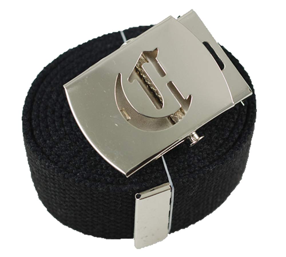 BodyJewelryOnline Old English Initial C Canvas Military Web Black Belt & Silver Buckle 60 Inch