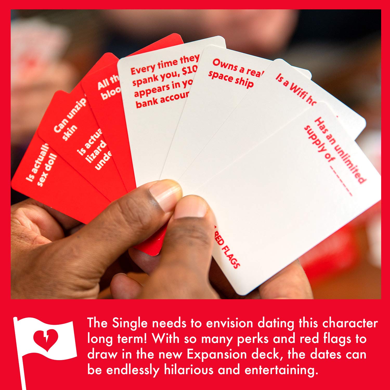 Skybound Entertainment Red Flags Expansion 1: New Deck for The Card Game of Terrible Dates, 75 Cards, 3-10 Players, Ages 17+