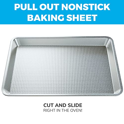 Easy-to-Clean Bamboo Wood Cutting Board Set with Non Stick Pullout Baking Sheet Tray - Easy Compact Storage Chopping Board Set