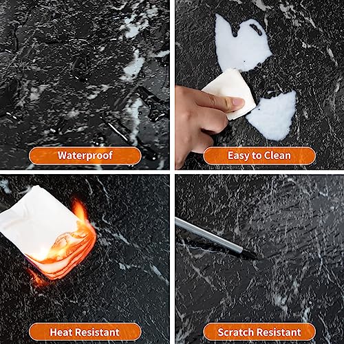 Mysflosy Peel and Stick Floor Tiles, Self Adhesive Waterproof Vinyl Flooring, 12''x12'' Dark Jade Black DIY Floor Sticker for Kitchen, Bathrooms & Bedroom, 1.5mm Thickness, 10 Tiles