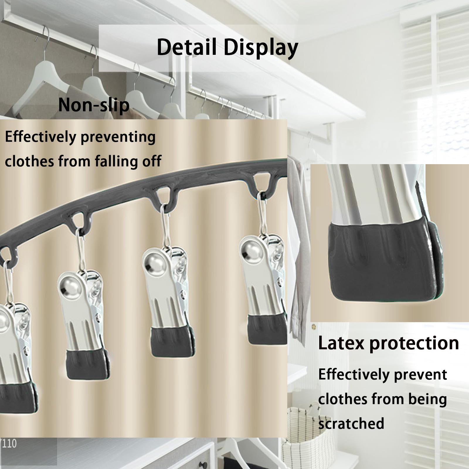 Gray Legging Organizer for Closet, Metal Yoga Pants Hangers 2 Pack w/10 Clips Holds 20 Leggings Hangers Space Saving Hanging Closet Organizer w/Rubber Coated Closet for Organizers and Storage