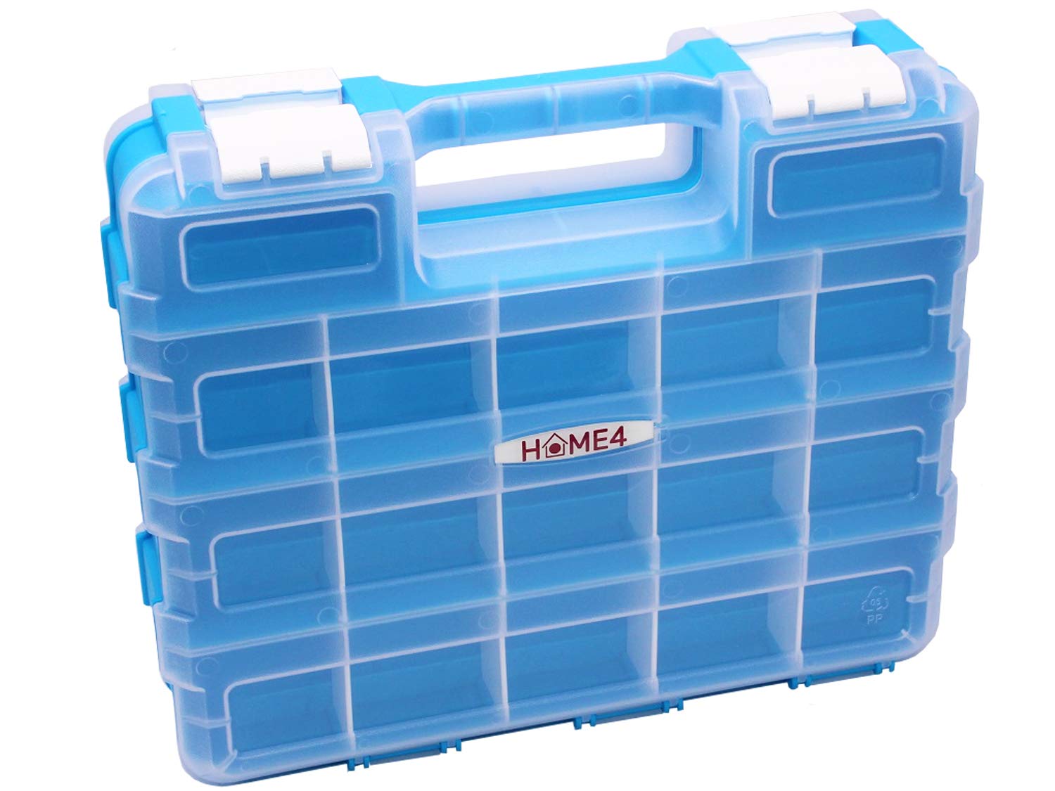 HOME4 Double Sided BPA Free Toy Storage Container - Compatible with Mini Toys, Small Dolls Bakugan - Toy Organizer Carrying Case - 34 Adjustable Compartments