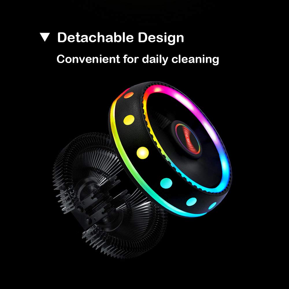 Conisy CPU Cooler, Aluminum CPU Air Cooling Heatsink with RGB LED Fan, for Intel and AMD Socket (LGA 115X/AM4 Compatible) (Colorful)