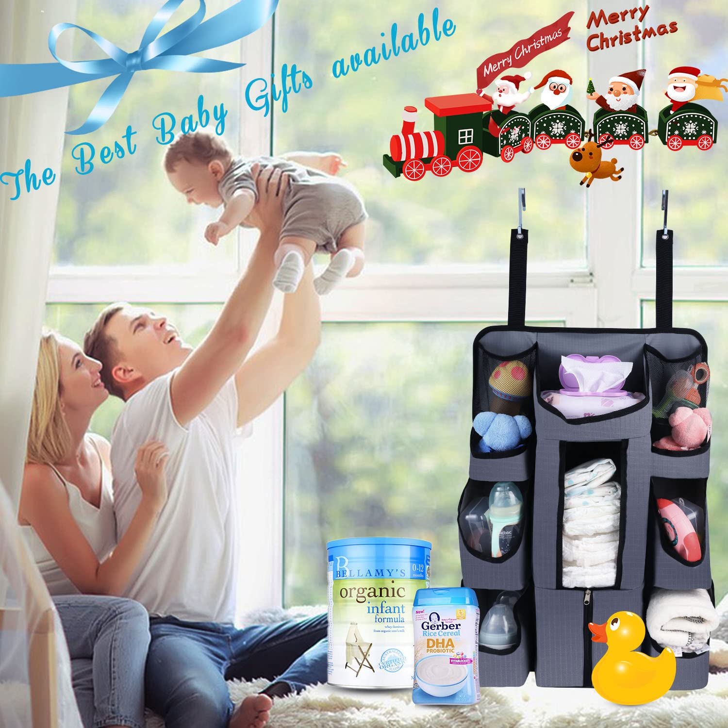 Crisinant Over the Door Organizer Hanging Nursery Organizers and Storage Diaper Stacker Baby Diaper Storage Organizer Hanging Diaper Caddy Organizer for Baby Essentials