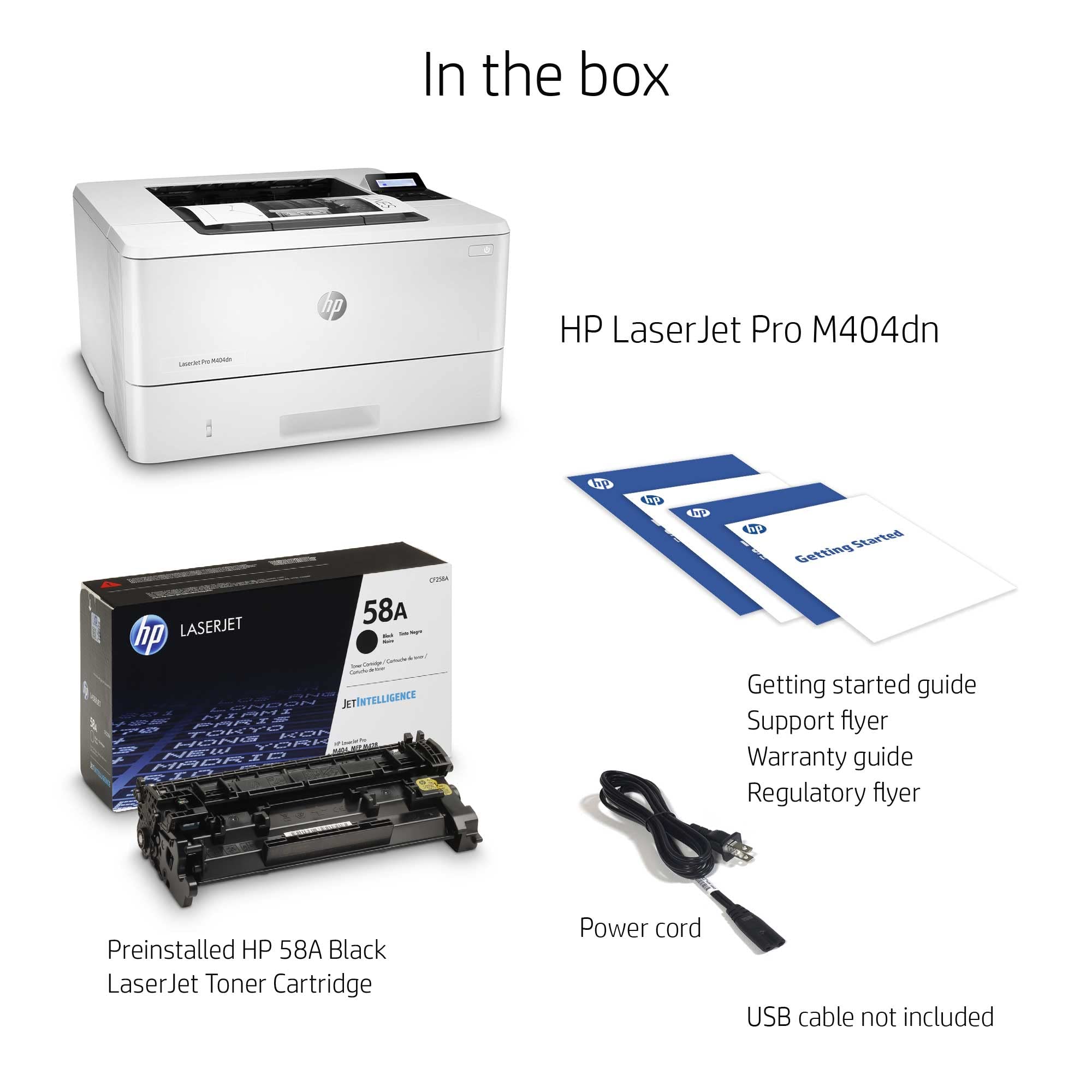 Broage NewHP Jet-Laser Pro M404dn Single-Function Wired Monochrome Laser Printer, Green - Print only - Ethernet only, 40 ppm, 1200 x 1200 dpi, 256MB RAM, Auto Duplex Printing, 8.5 x 14, 2-line LCD