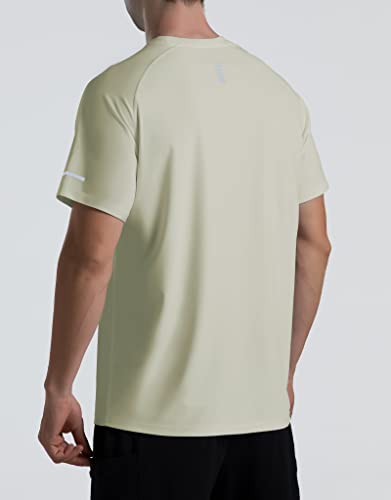 Men's Cooling Ice Silk Running Shirts Quick Dry Short Sleeve Athletic Gym T-Shirts UPF 50+ Outdoor Workout Tshirts Light Green