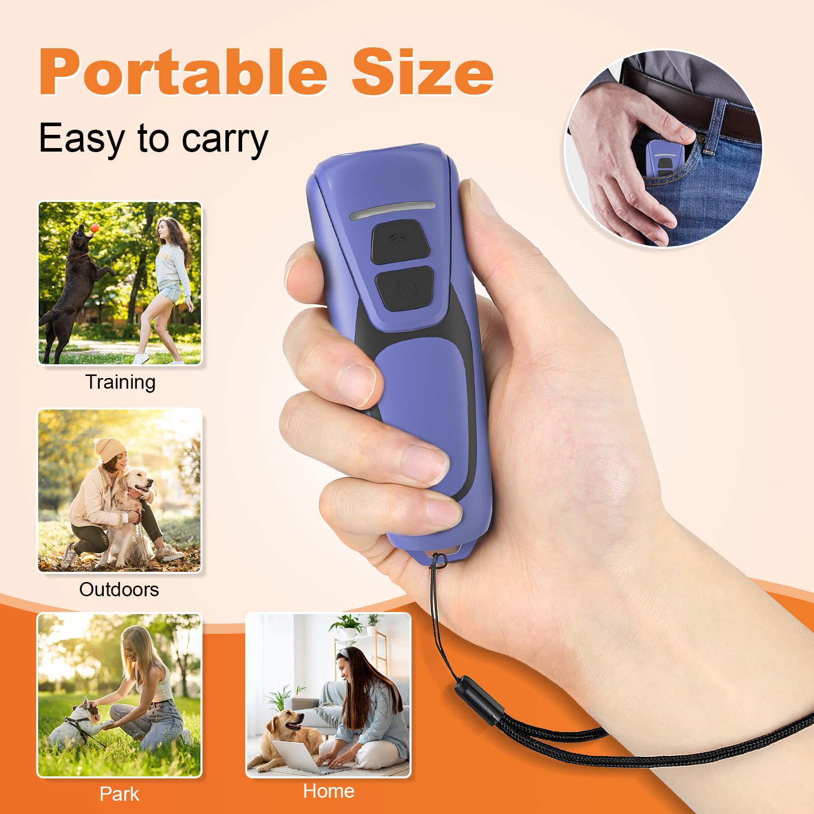 Dog Bark Deterrent Devices, Rechargeable Ultrasonic Anti Barking Device for Dogs, Dog Bark Control Devices 50FT Range Safe for Dogs & Human Portable Indoor Outdoor, Dog Training & Behavior Aids(Blue)