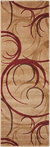 Nourison Somerset Abstract Beige 2' x 5'9" Area-Rug, Easy-Cleaning, Non Shedding, Bed Room, Living Room, Dining Room, Kitchen (2x6)