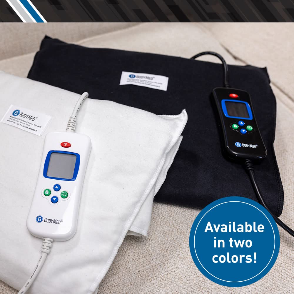 BodyMed Digital Moist Heating Pad with Auto Shut Off Heating Pad for Neck, Shoulder, Back and Muscle Discomfort Relief - 14 in. x 7 Inch, White