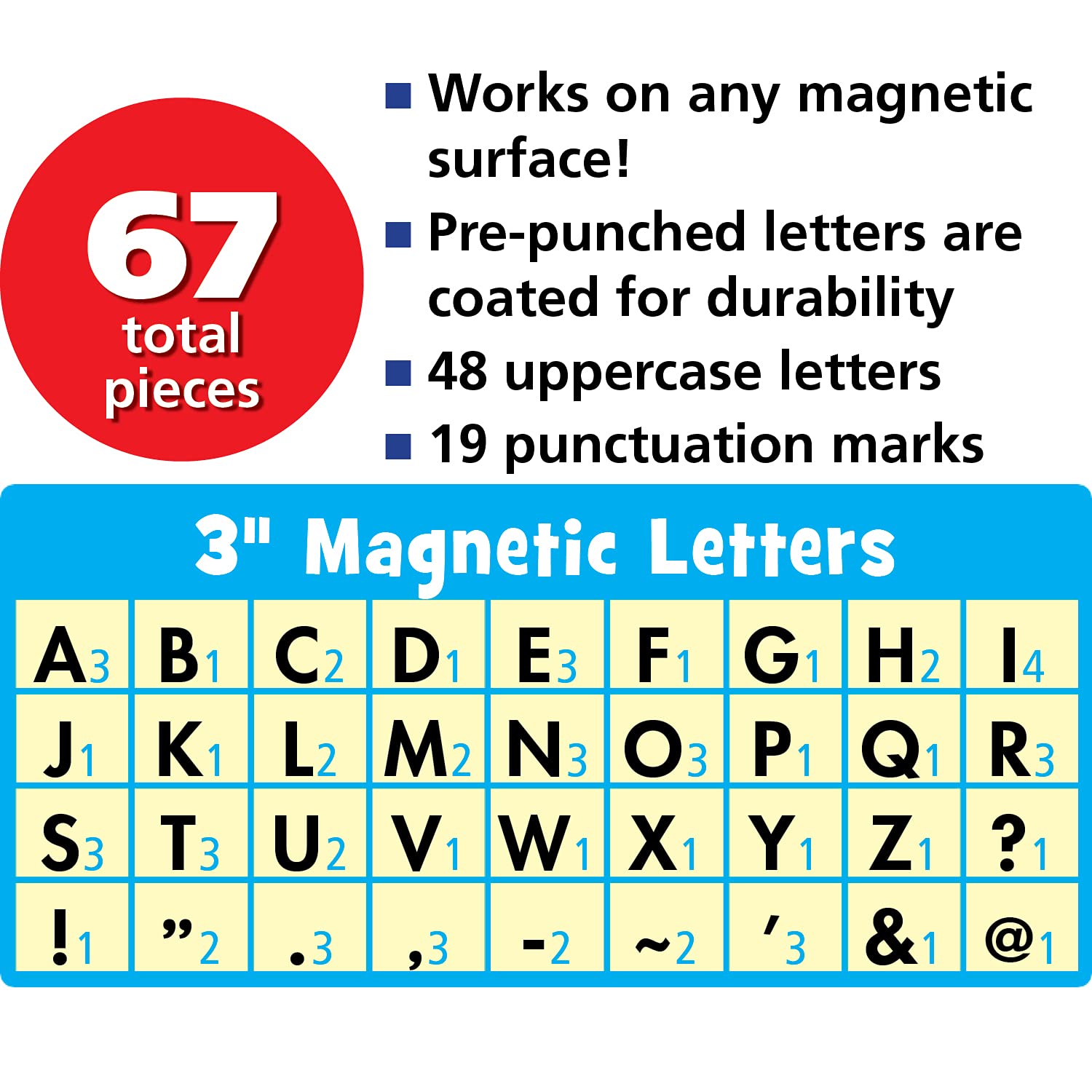 Teacher Created Resources Black Funtastic Font 3" Magnetic Letters (77214)