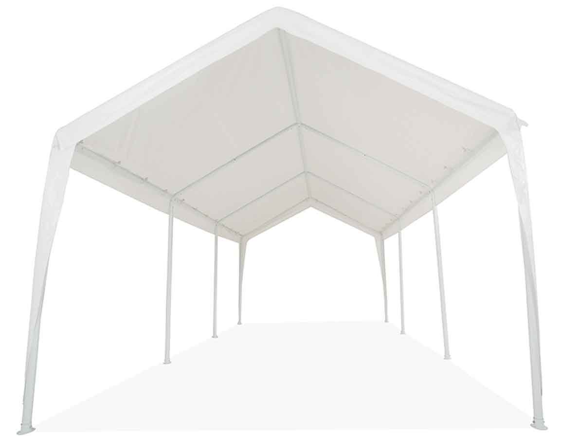 Impact 11' x 20' Portable Carport Garage Canopy, Outdoor Party Tent with 8 Dressed Legs, White