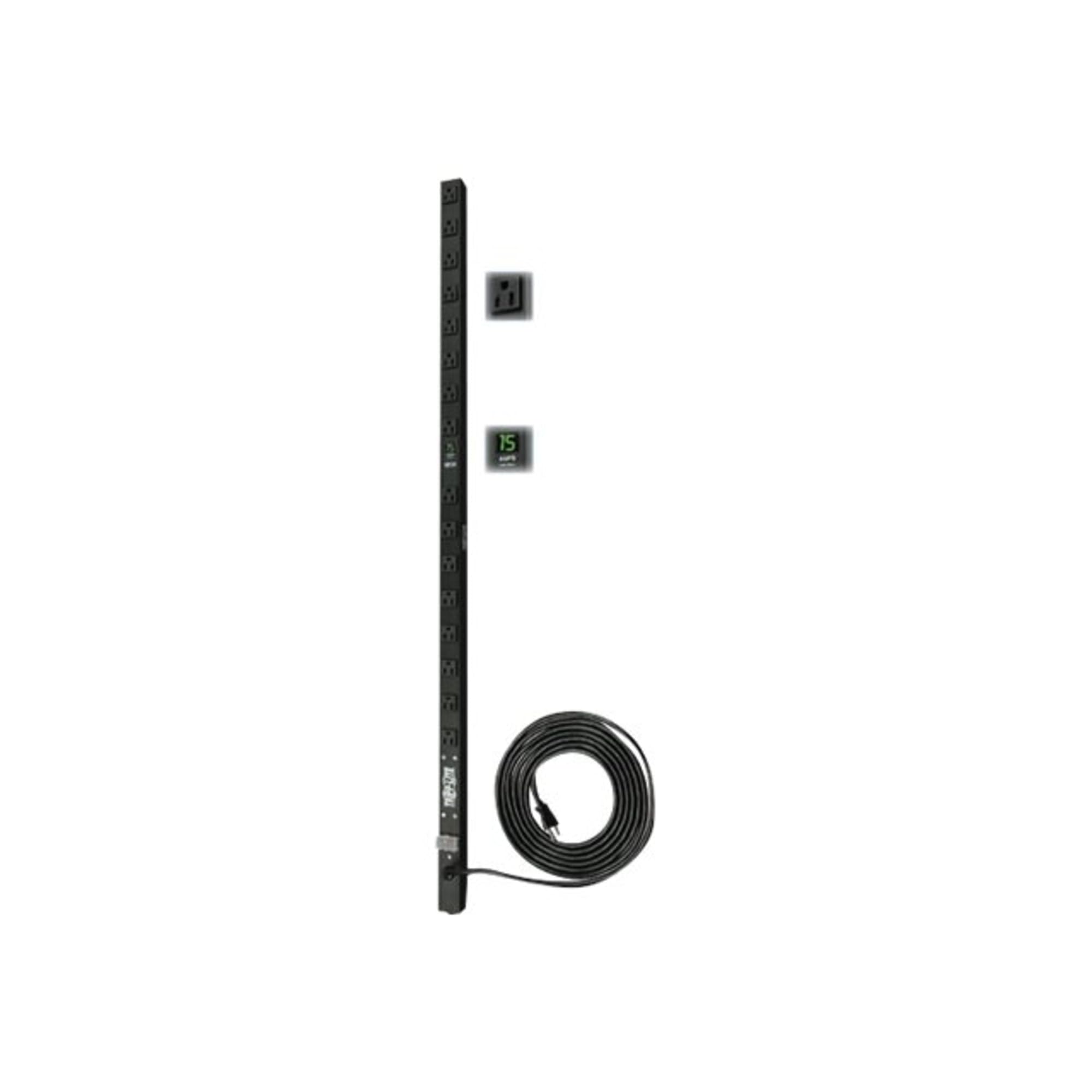 Tripp Lite Metered PDU, 15A, 16 Outlets (5-15R), 120V, 5-15P, 15 ft. Cord, 0U Vertical Rack-Mount Power (PDUMV15)