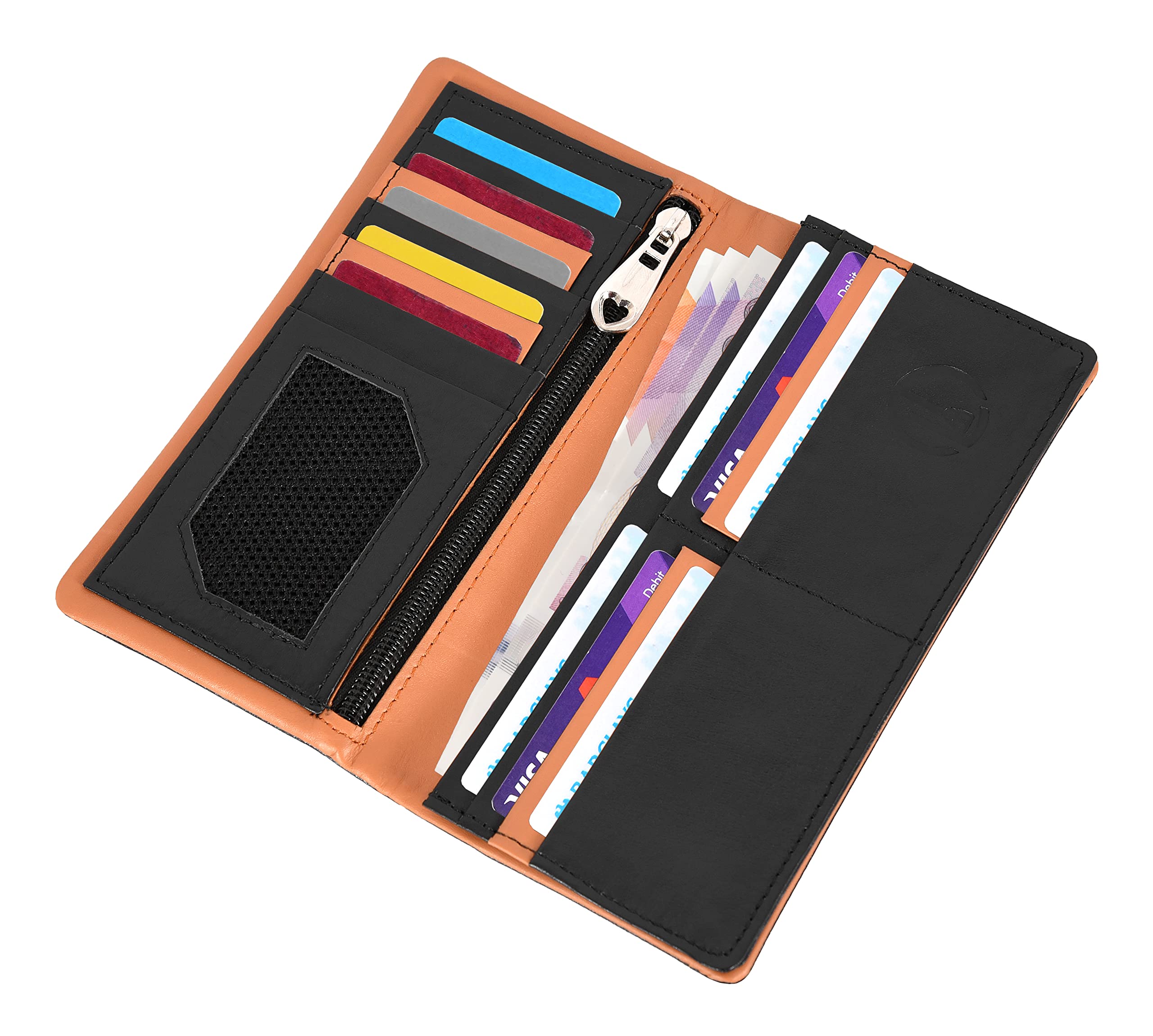 TRENDSLOCKER Executive Leather Wallet Purse Unisex RFID Protection Bifold Wallet (Black/Tan)
