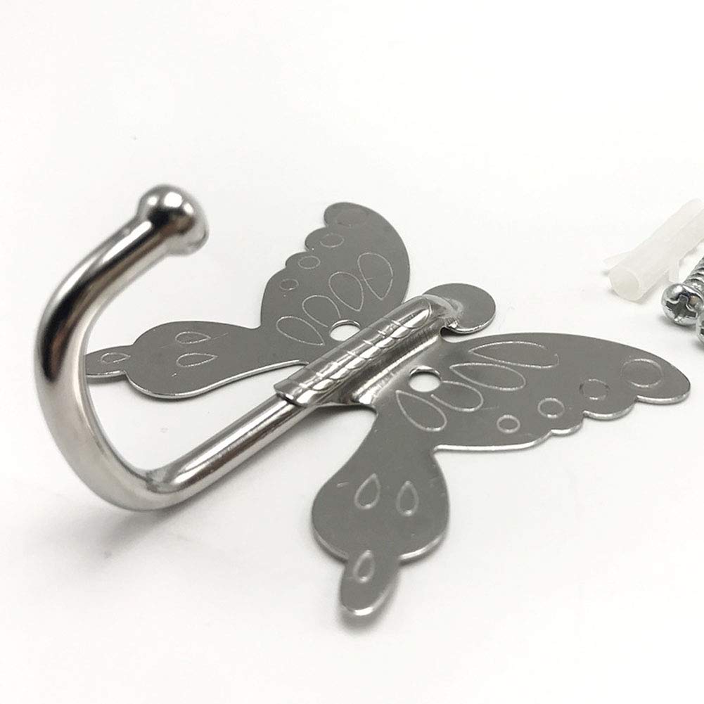 haowei Butterfly Hook Coat Hooks for Door, 8 Pack Stainless Steel Robe Hooks for Clothes, Hats, Kitchen, Bathroom - Universal Design for Easy Installation and Organization