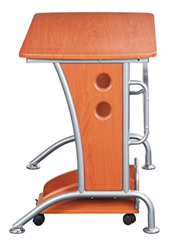 TECHNI MOBILI Modern Computer Desk With Mobile CPU Caddy. Color: Dark Honey