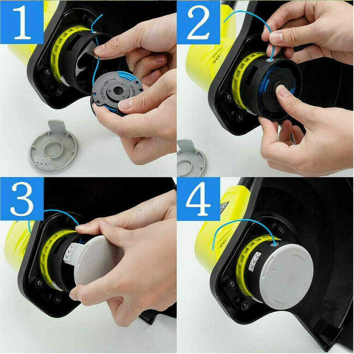 ConPus AC14RL3A String Trimmer Replacement Spool Line with 522994001 Cap for Ryobi One+ 24V, 18V, and 40V Cordless Trimmers, 0.065" Autofeed Replacement Spool (6 Spools + 1 Caps)