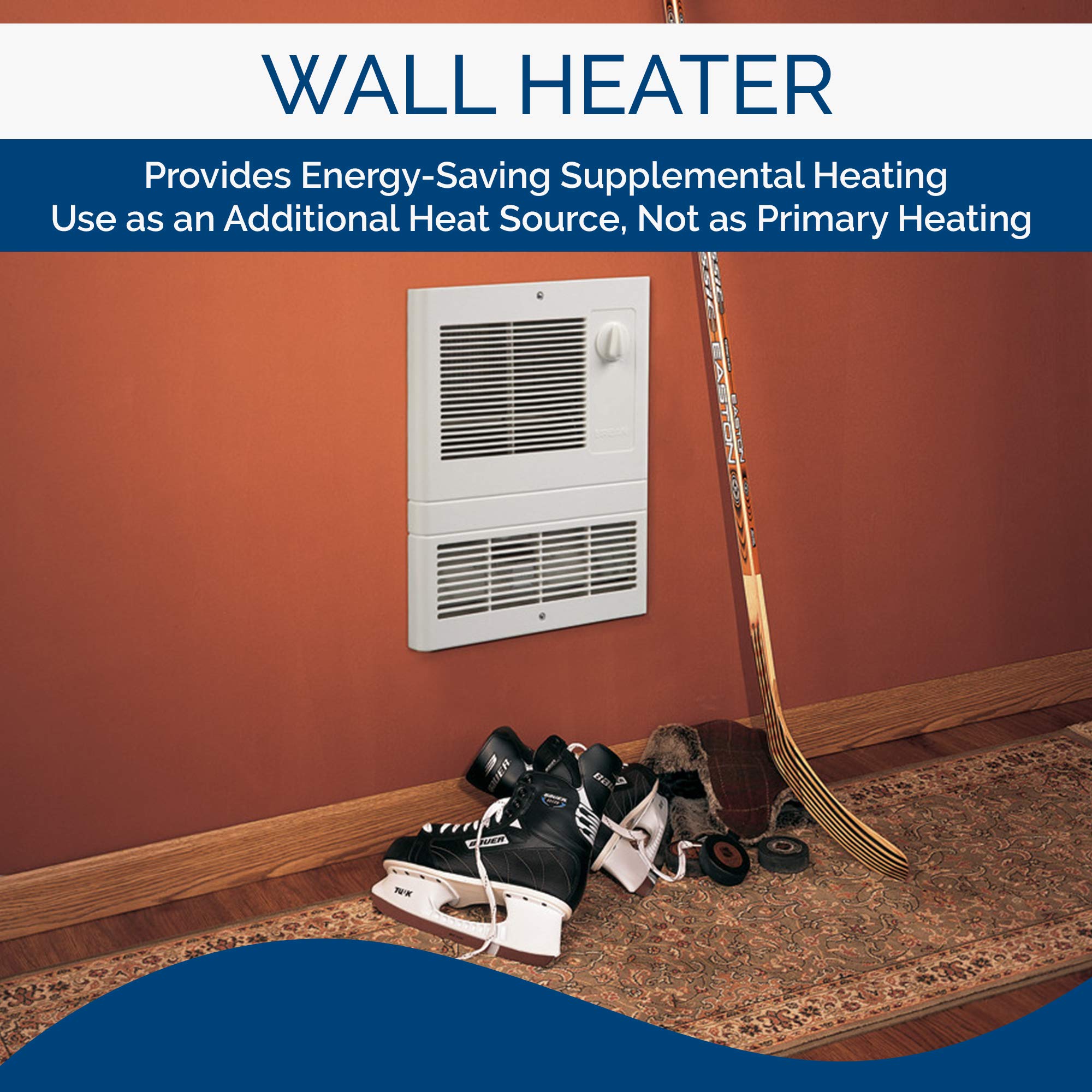 Broan-NuTone 9815WH High Capacity Wall Heater with Built-In Adjustable Thermostat, 1500W, 120/240V, White