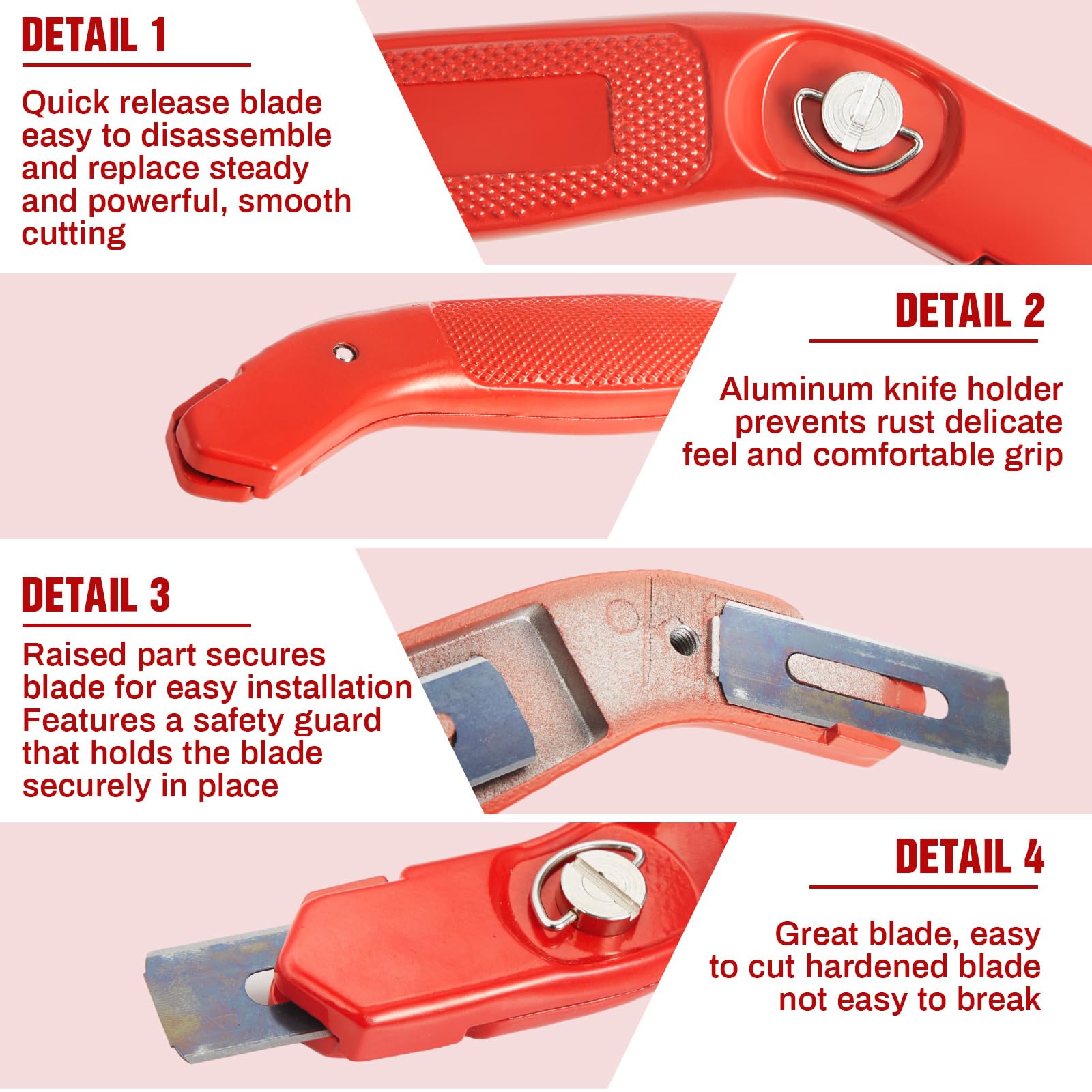 Lasnten 2 Pcs Knife for Cutting Carpet Heavy Duty Carpet Knife with 6 Blades Utility Carpet Tools Knife for Carpet Box Cutter Roofing Cutting Purpose, Aluminum