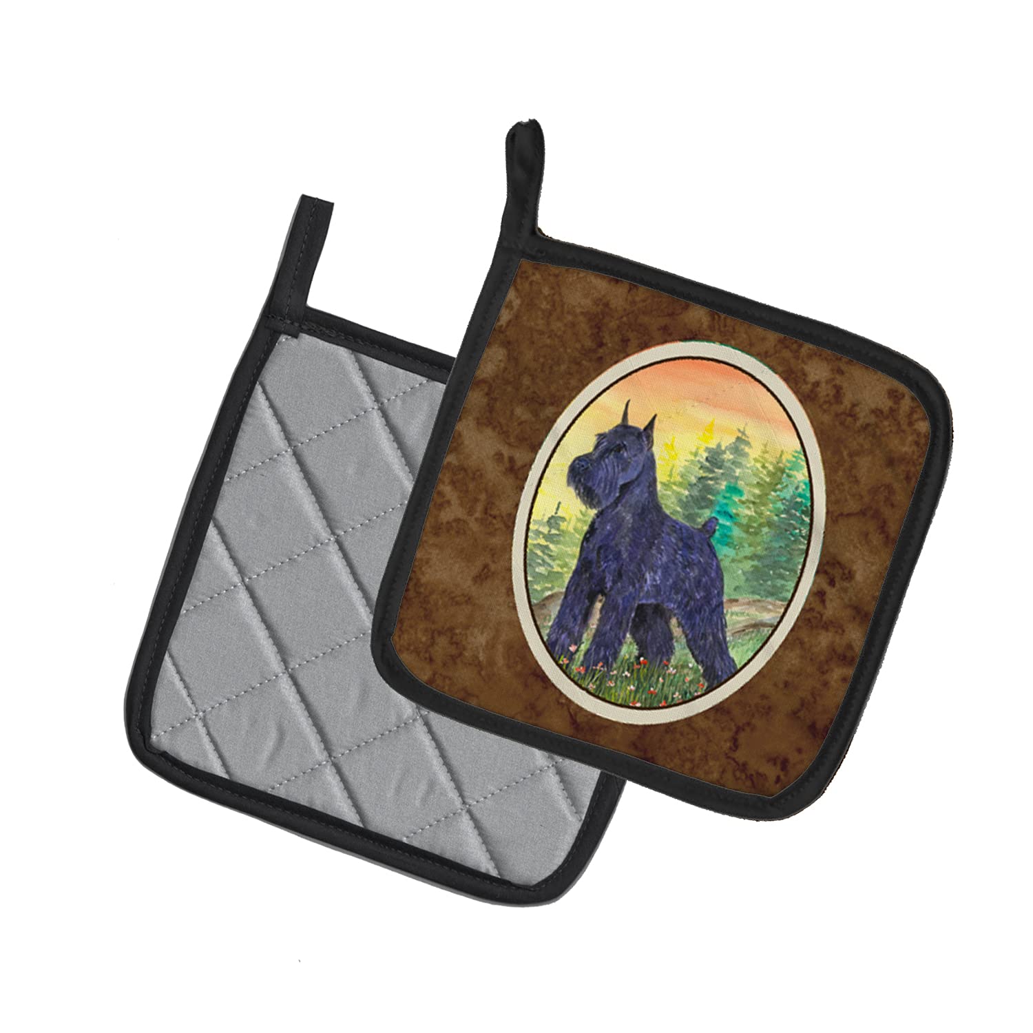 Caroline's Treasures SS1051PTHD Schnauzer Pair of Pot Holders Kitchen Heat Resistant Pot Holders Sets Oven Hot Pads for Cooking Baking BBQ, 7 1/2 x 7 1/2