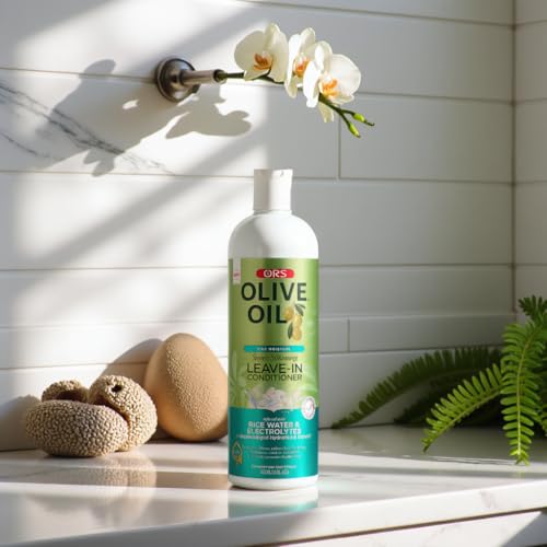 ORS Olive Oil Max Moisture Leave-In Conditioner with Rice Water and Electrolytes for Supercharged Hair Hydration 16.0 Ounce (1)