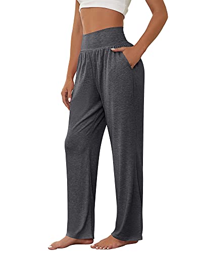 Neer 3 Pcs Women's Wide Leg Yoga Pant Comfy Loose Sweatpants High Waist Lounge Casual Athletic Pant Workout Joggers Pant (as1, Alpha, s, Regular, Regular, Black, Dark Gray, Pink)