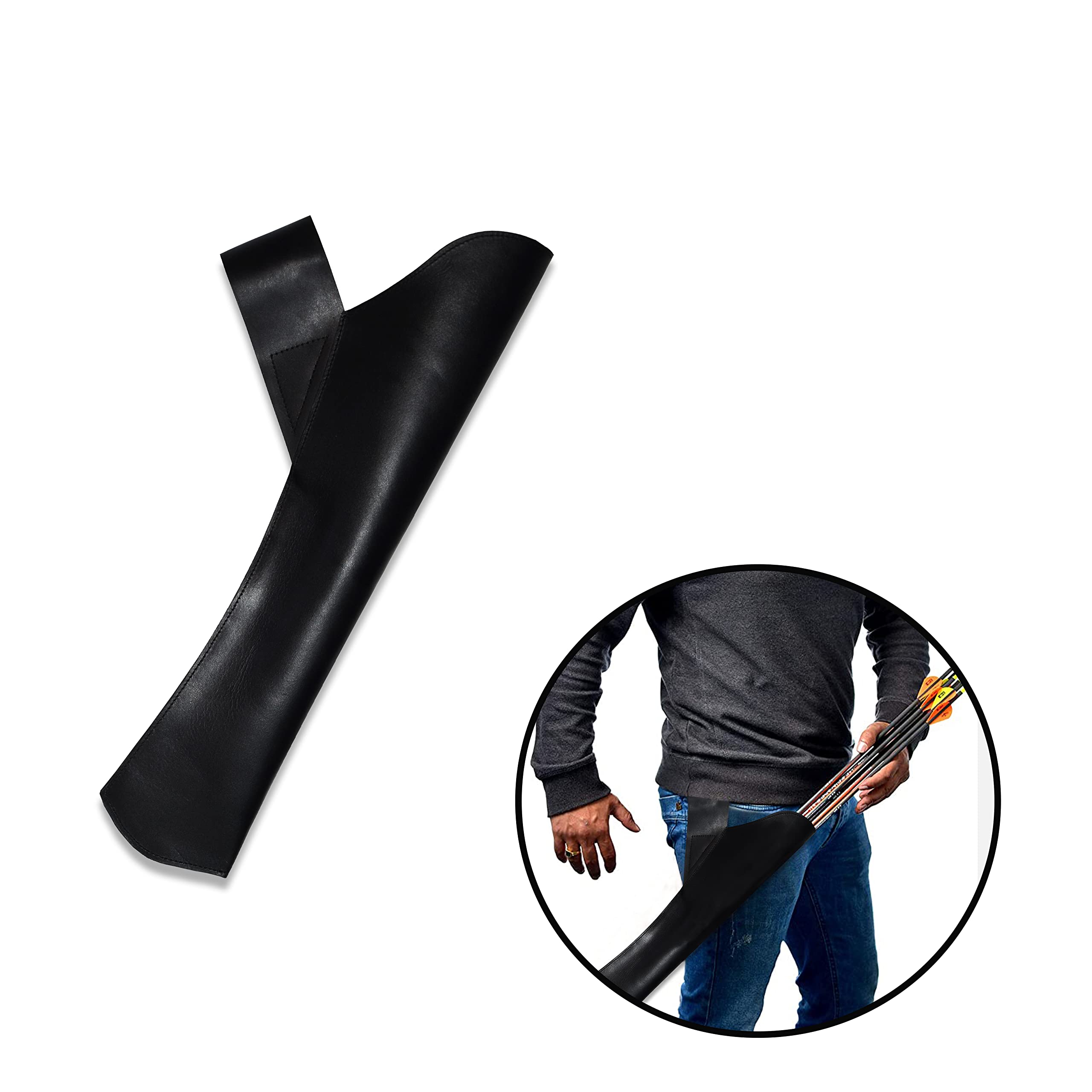 Club Corp Archery Shoulder Back Quiver | Genuine Cow Hide Leather Arrow Holder for Youth | Adjustable Quivers for Bow Hunting & Archery Sports