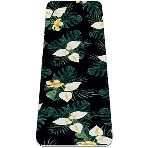 Dragon Sword Nordic Idyllic Tropical Flowers Premium Thick Yoga Mat Eco Friendly Rubber Health&Fitness Non Slip Mat for All Types of Exercise Yoga and Pilates (72" x 24" x 6mm)