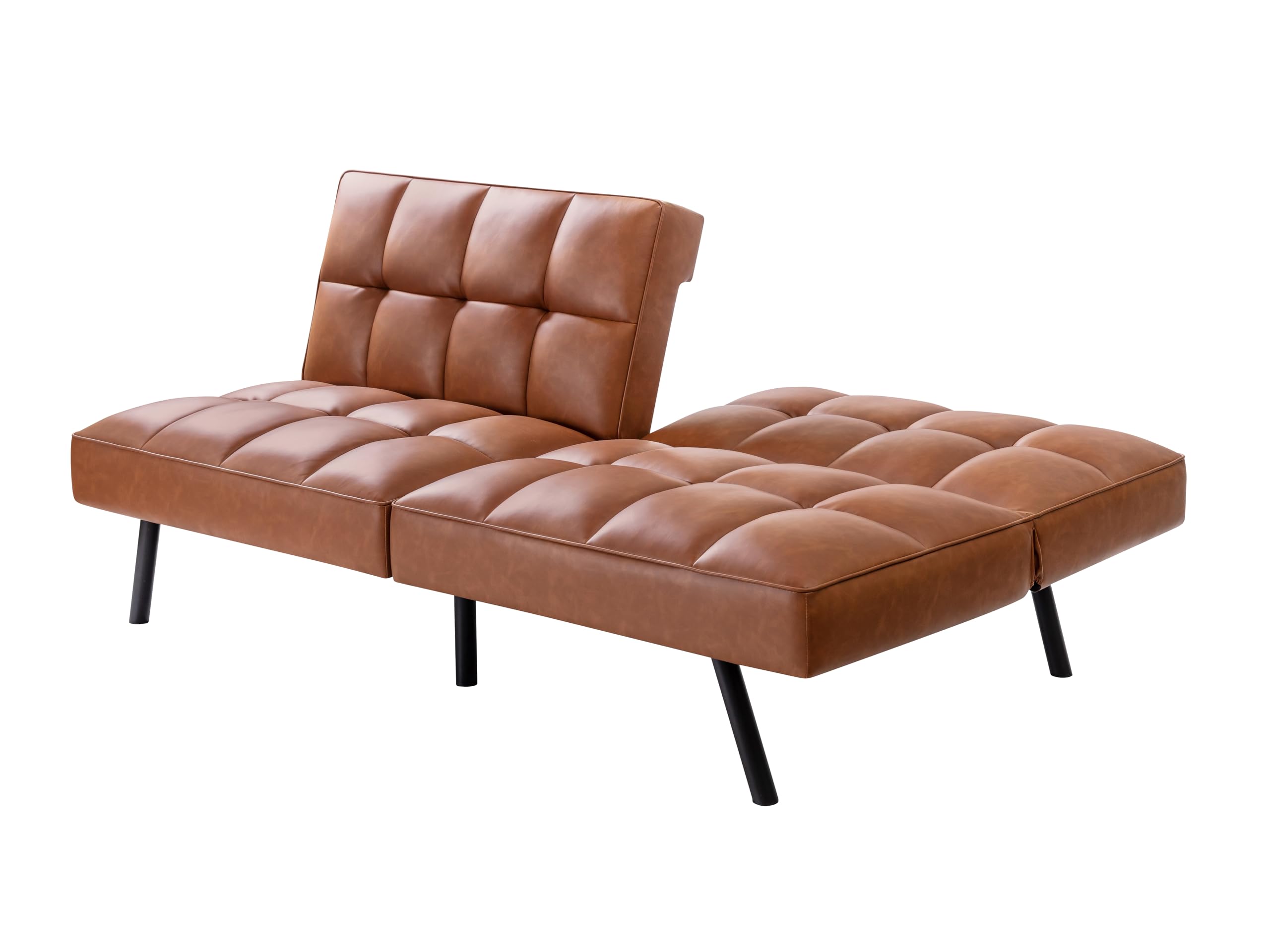 Futon Sofa Bed, Comfortable Futon Sofa Couch, Memory Foam Convertible Loveseat Sofa Bed, Split Back & Seat, Brown
