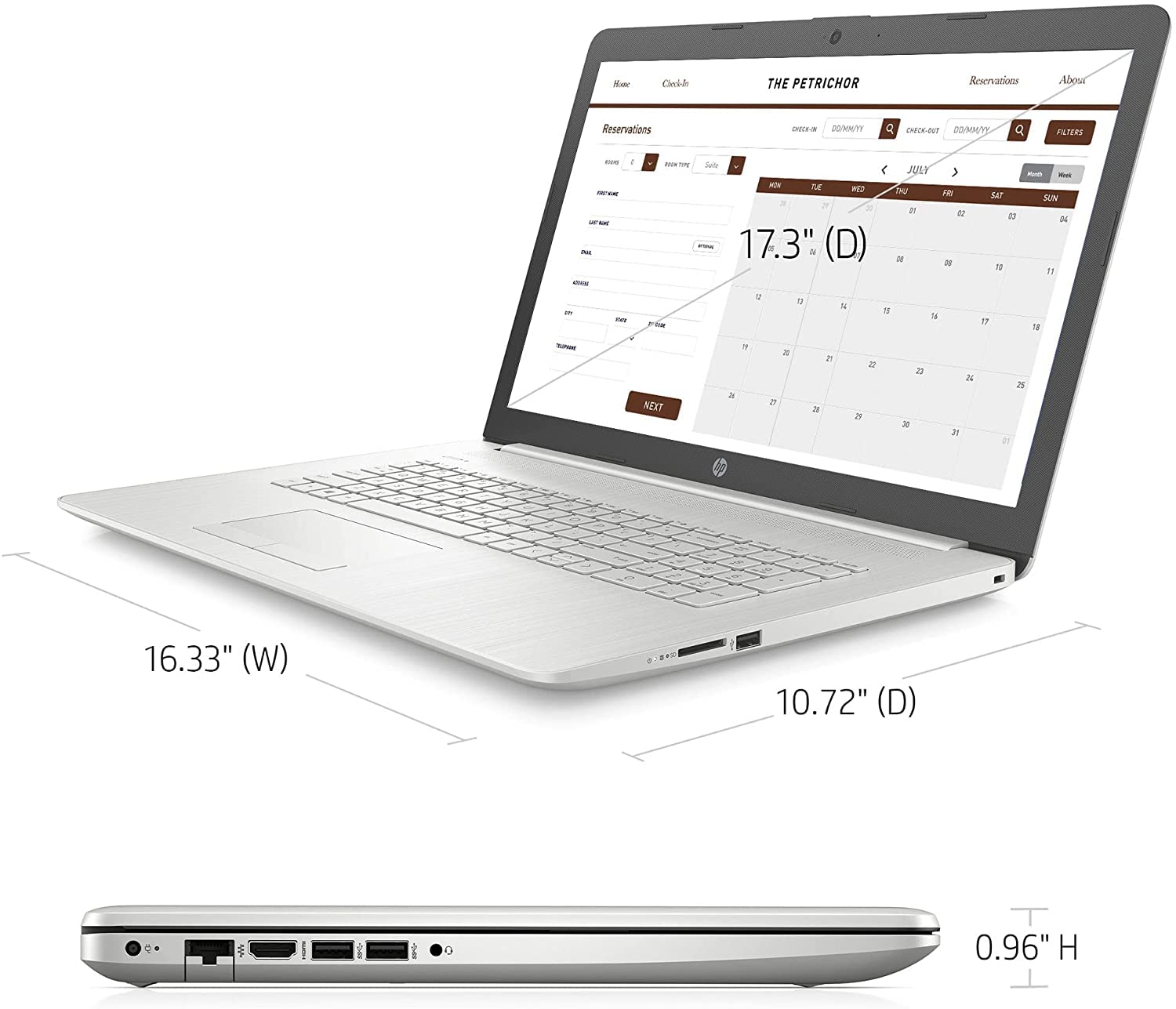 HP Newest Laptop, 17.3" HD+ Non-Touch Display, 11th Gen Intel Core i3-1115G4 Processor, 16GB RAM, 256GB PCIe SSD + 1TB HDD, Webcam, Bluetooth, Wireless-AC, HDMI, USB-A 3.0, RJ-45, Windows 11 Home