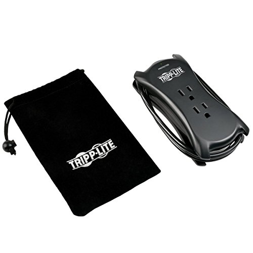 Tripp Lite 3 Outlet Portable Surge Protector Power Strip, 18in Cord, 2 USB, & $25,000 INSURANCE (TRAVELER3USB) Black